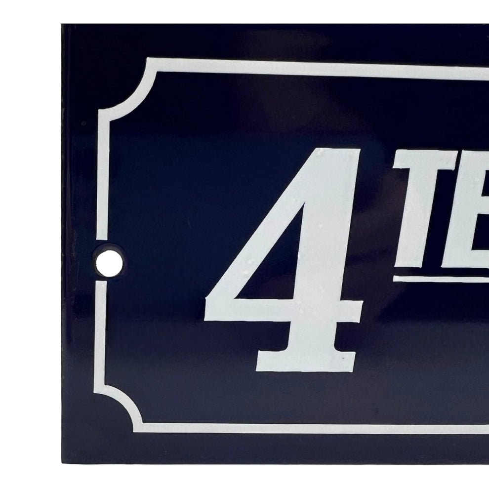 Original French Enamel House Number 4 Sign – Vintage Blue Metal Door P ...