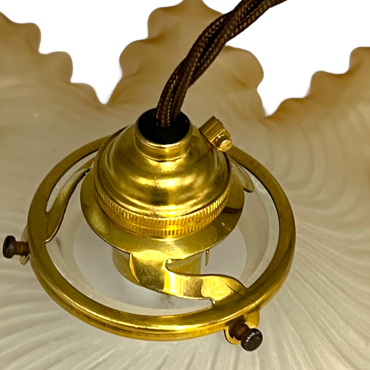 1940s French Frosted Glass Pendant Light Amber Shade – All Things ...