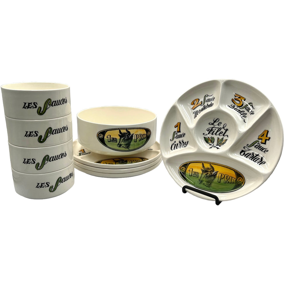 Vintage French Gien Fondue Set | Complete 4-Person Dinner Service ...