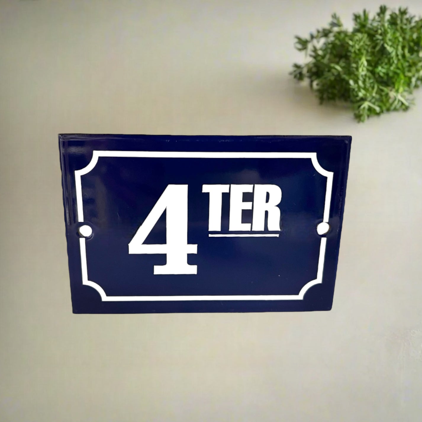 Original French Enamel House Number 4 Sign – Vintage Blue Metal Door P ...