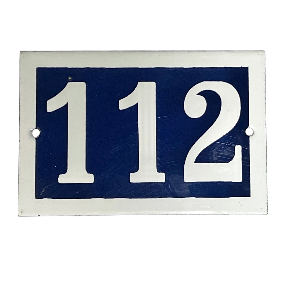 Original French Enamel House Number 112 Sign – Vintage Blue Metal Door ...