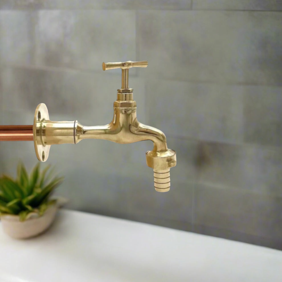 Solid Brass Wall Tap – Traditional Kitchen & Bathroom Sink Faucet – All ...