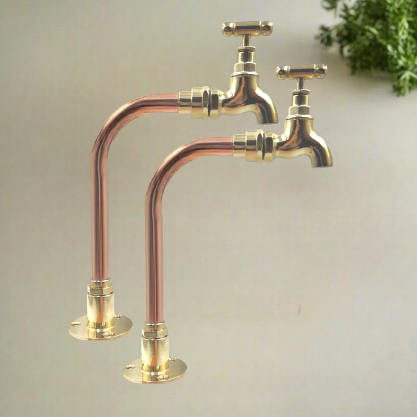 Pair of Rustic Style Brass and Copper Bathroom, Camper Van, Cloakroom ...