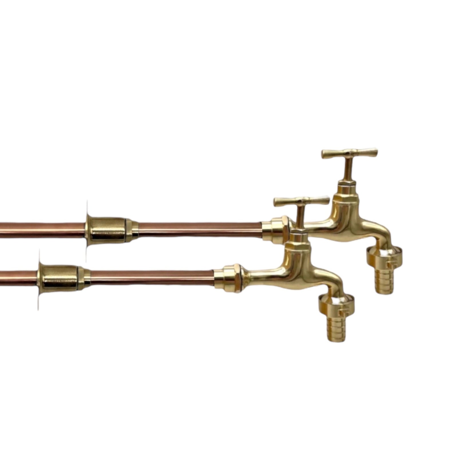 Pair of Brass and Copper Taps, Wall Mounted Kitchen or Bathroom Taps ...