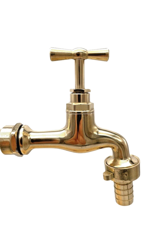 Pair of Brass and Copper Taps, Wall Mounted Kitchen or Bathroom Taps ...