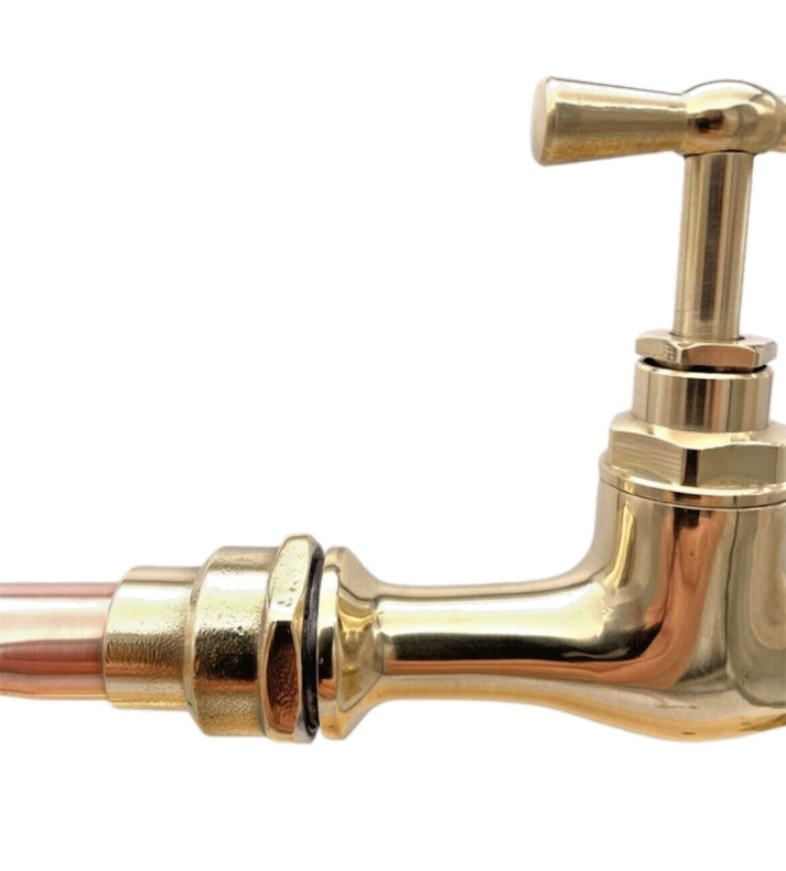 Pair of Brass and Copper Taps, Wall Mounted Kitchen or Bathroom Taps ...